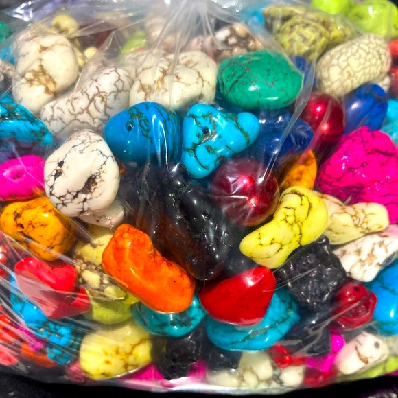 Other | Beads Loose Lot Of Dyed Green Purple Howlite Natural Stone ...